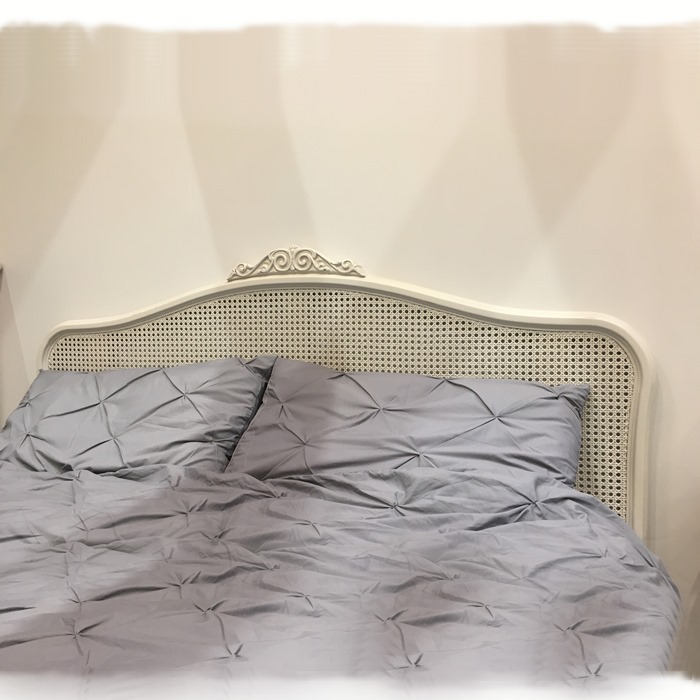 French Inspired Grey Rattan Headboard